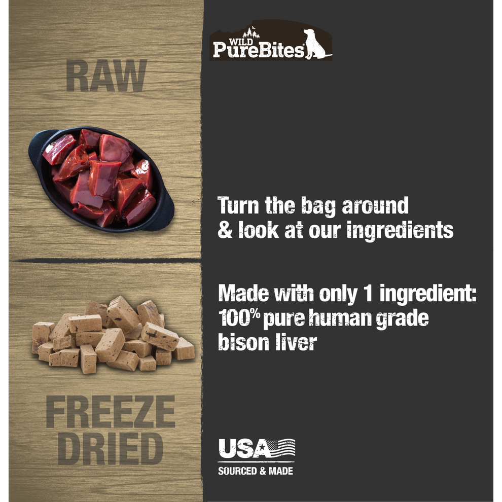 Wild PureBites Bison Freeze Dried Dog Treats, Only 1 Ingredient